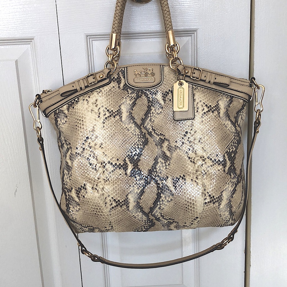 Coach Madison Lindsey Embossed Metallic Python Leathe… - Gem